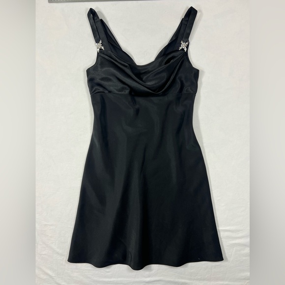 Jump | Dresses | Vintage Jump Apparel Black Satin Chiffon Cowl Neck ...